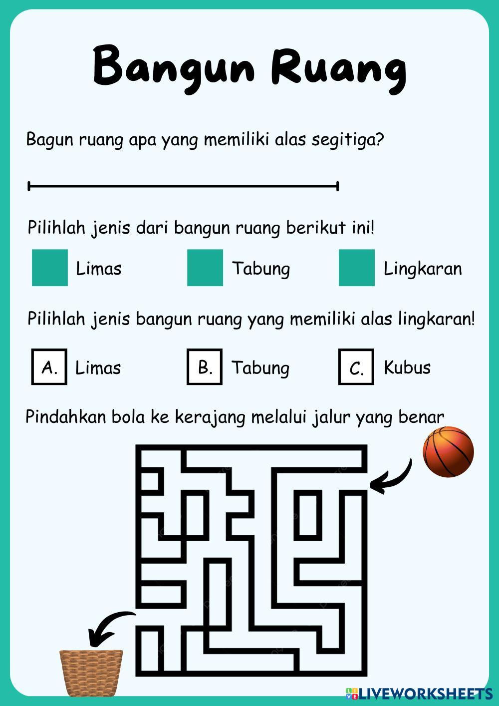 Bangun ruang | Free Interactive Worksheets | 7784143