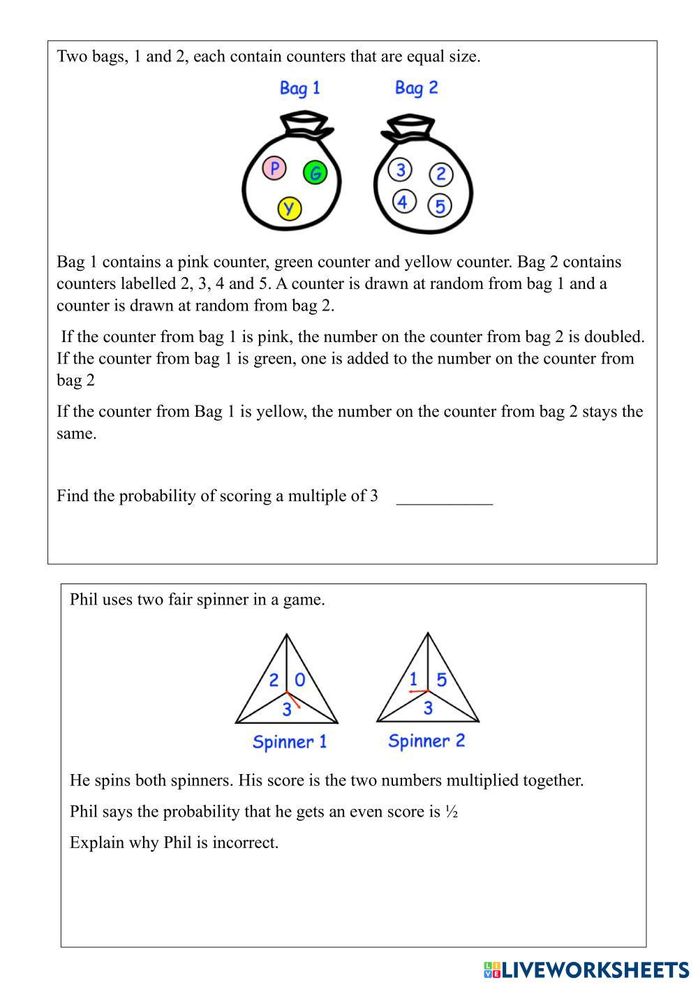 Probability : S… | Free Interactive Worksheets | 7785180