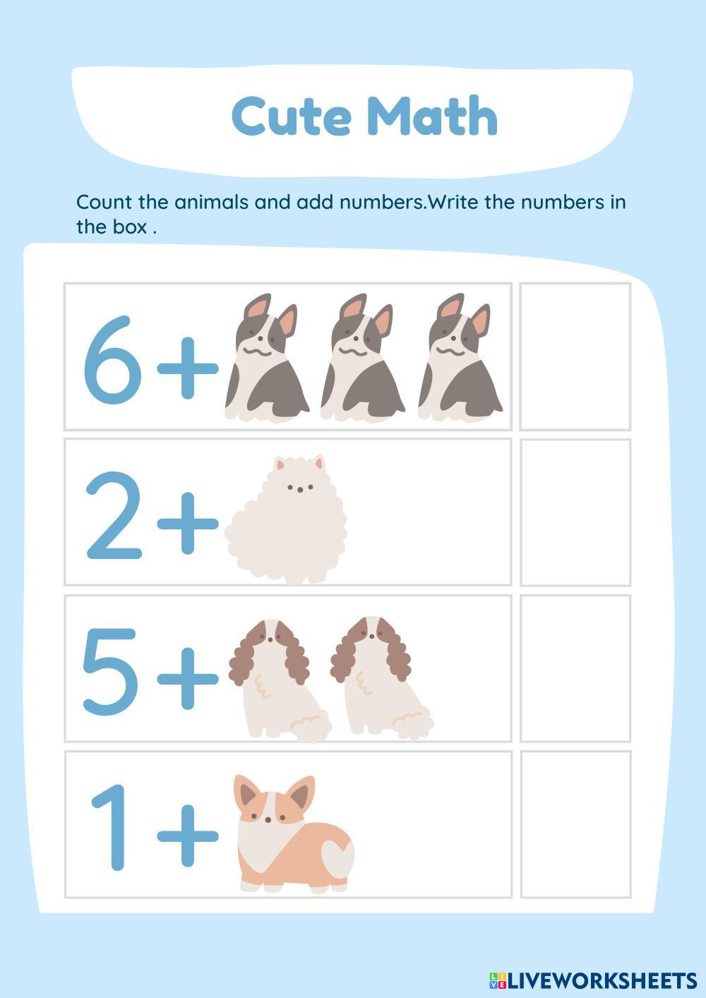Cute Math | Free Interactive Worksheets | 7788741