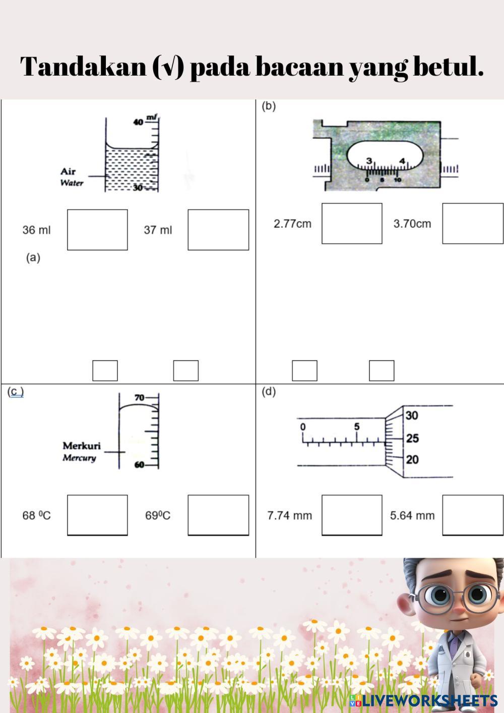 Penggunaan Alat Pengukur | Live Worksheets