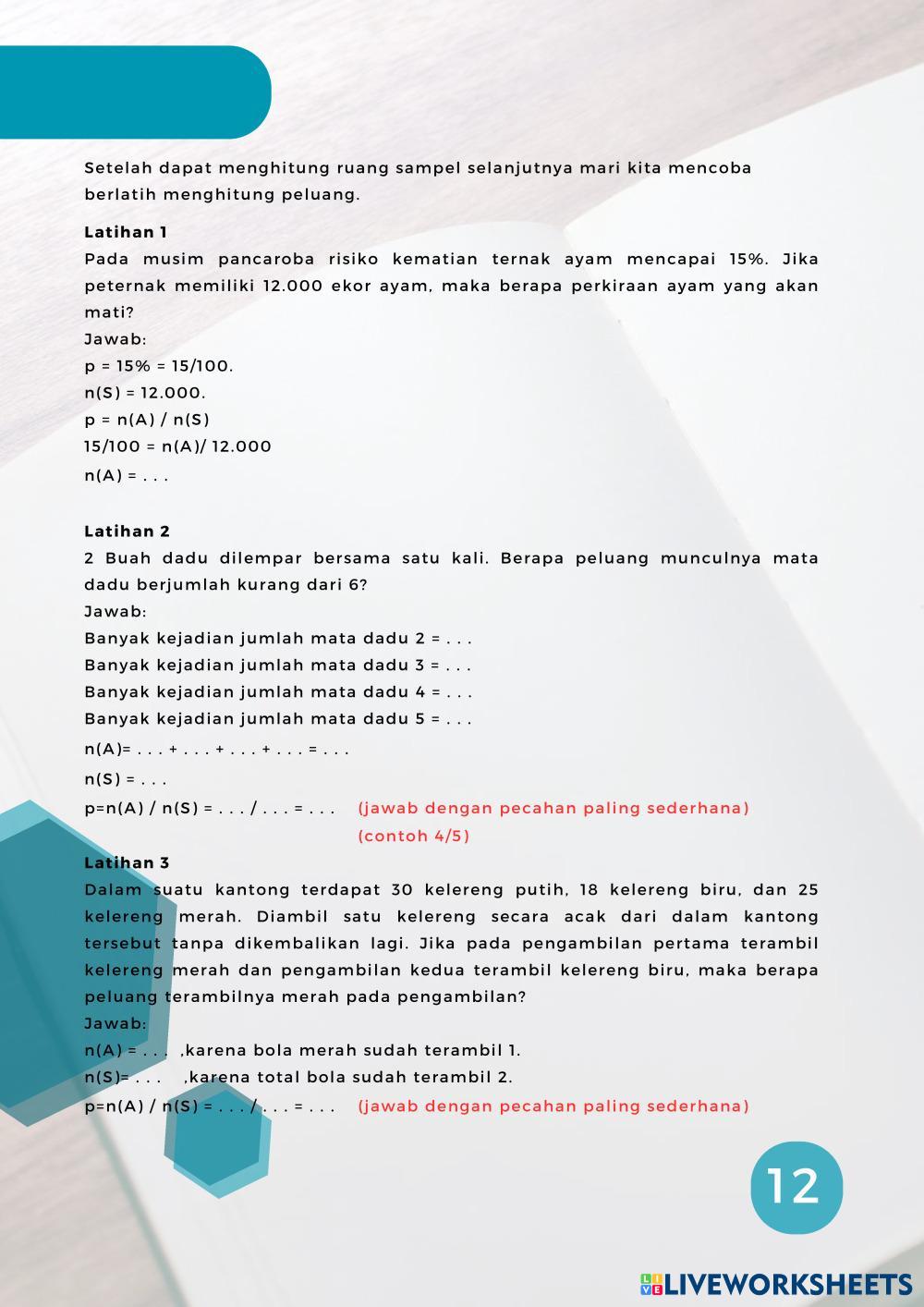Modul Peluang S… | Free Interactive Worksheets | 7794599