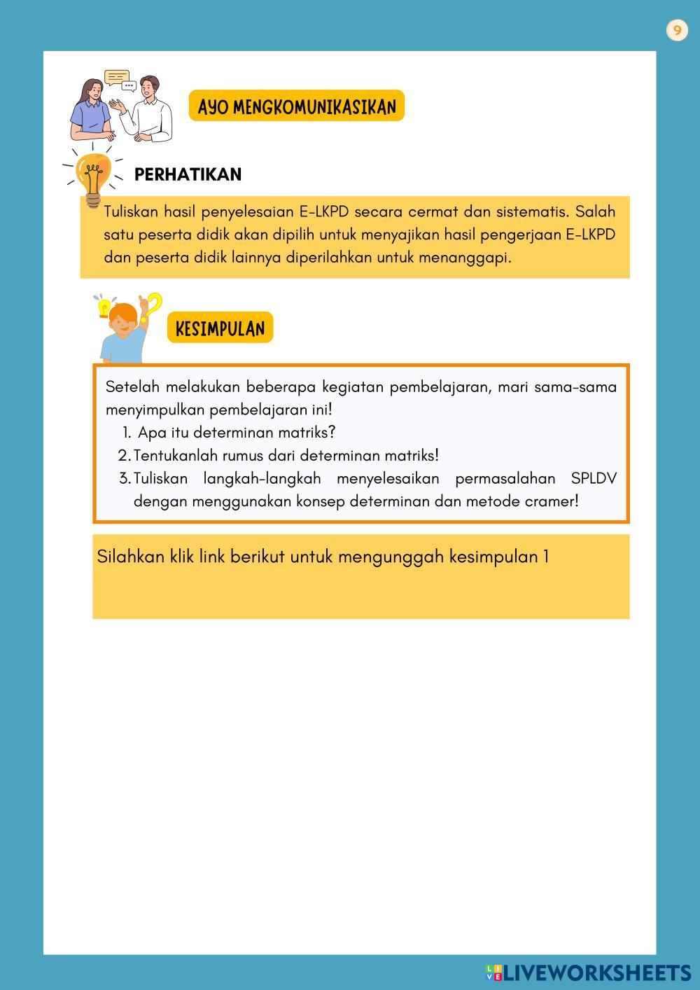 LKPD DETERMINAN… | Free Interactive Worksheets | 7798269