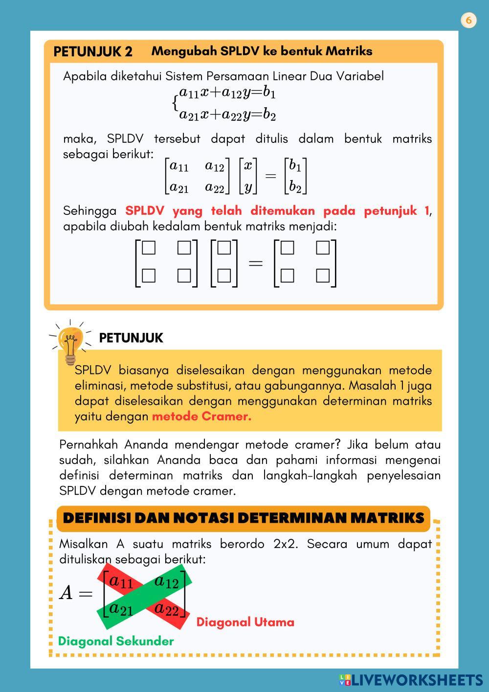 LKPD DETERMINAN… | Free Interactive Worksheets | 7798269