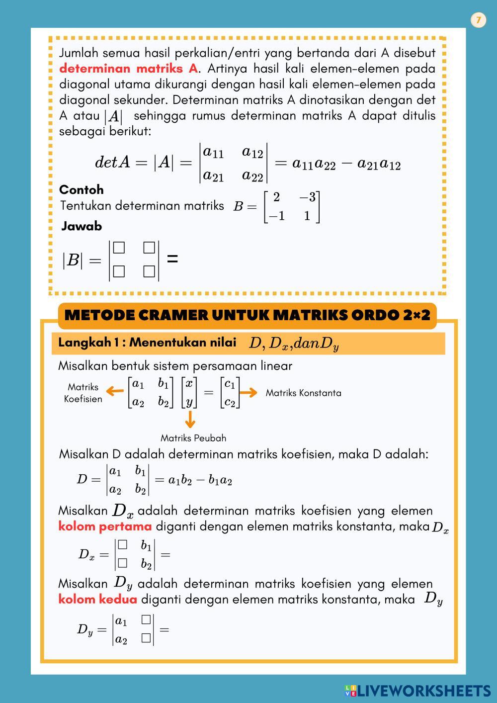 LKPD DETERMINAN… | Free Interactive Worksheets | 7798269