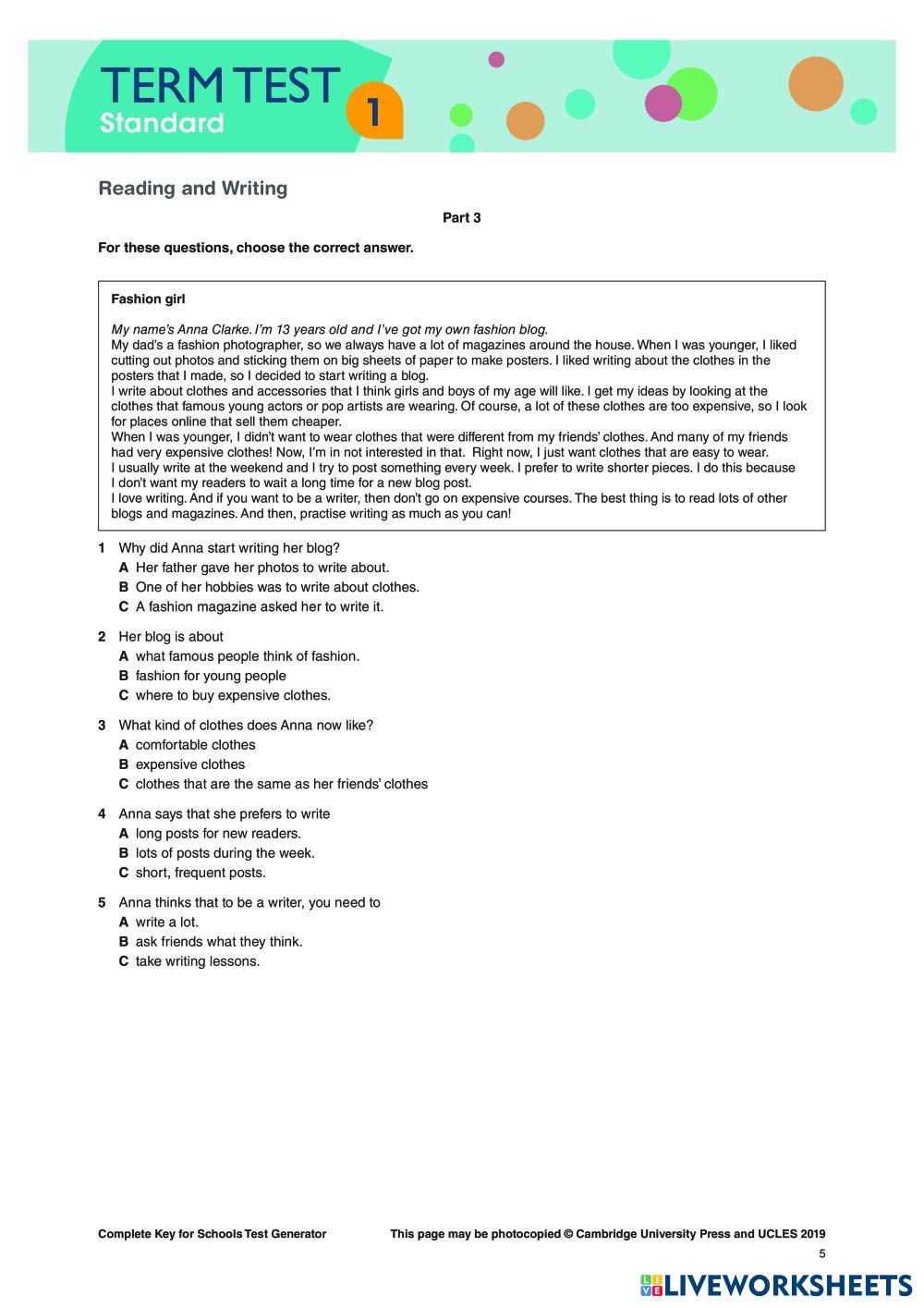 KET 1_FINAL TEST | Free Interactive Worksheets | 7800496