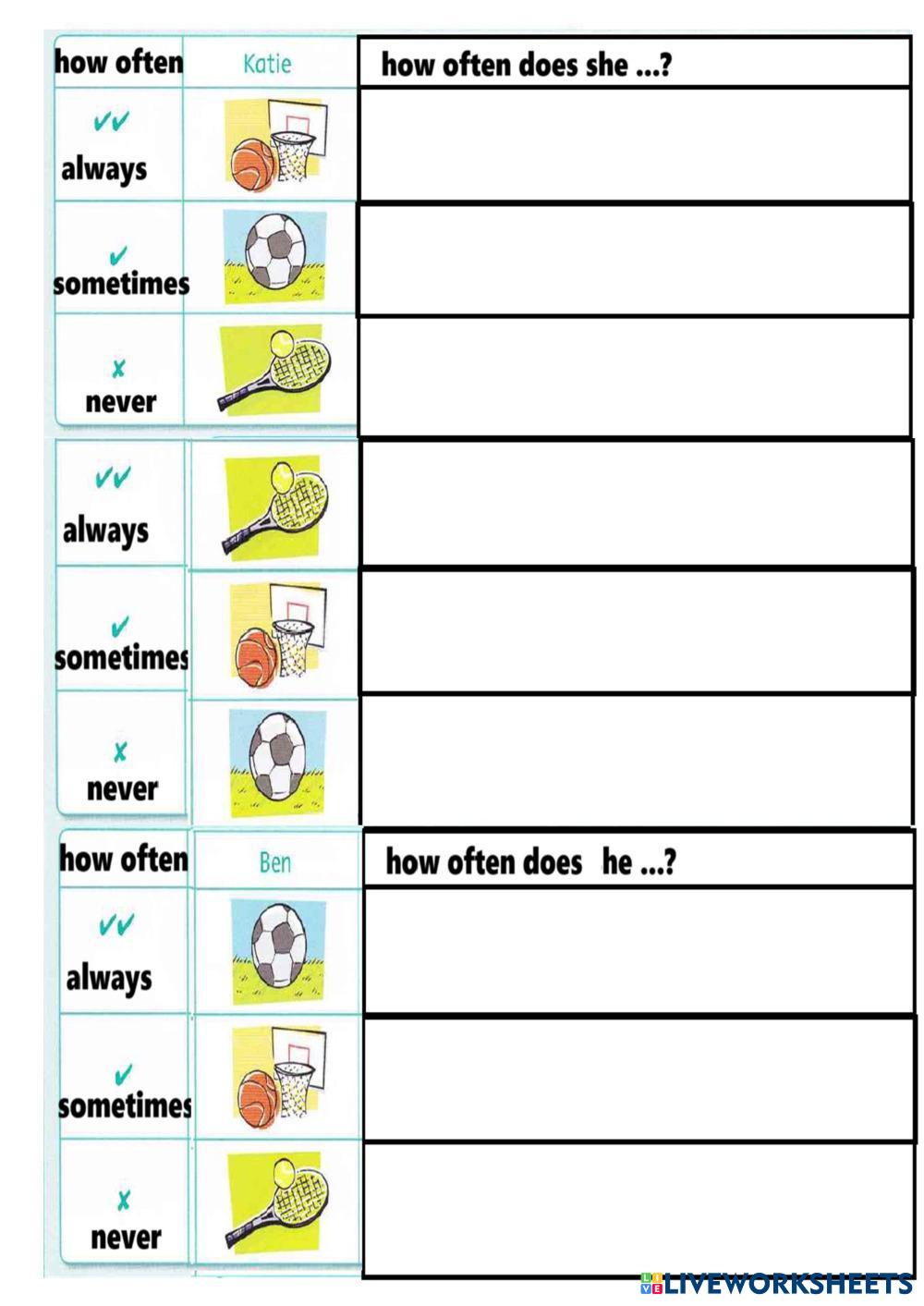 how often | Free Interactive Worksheets | 7801346