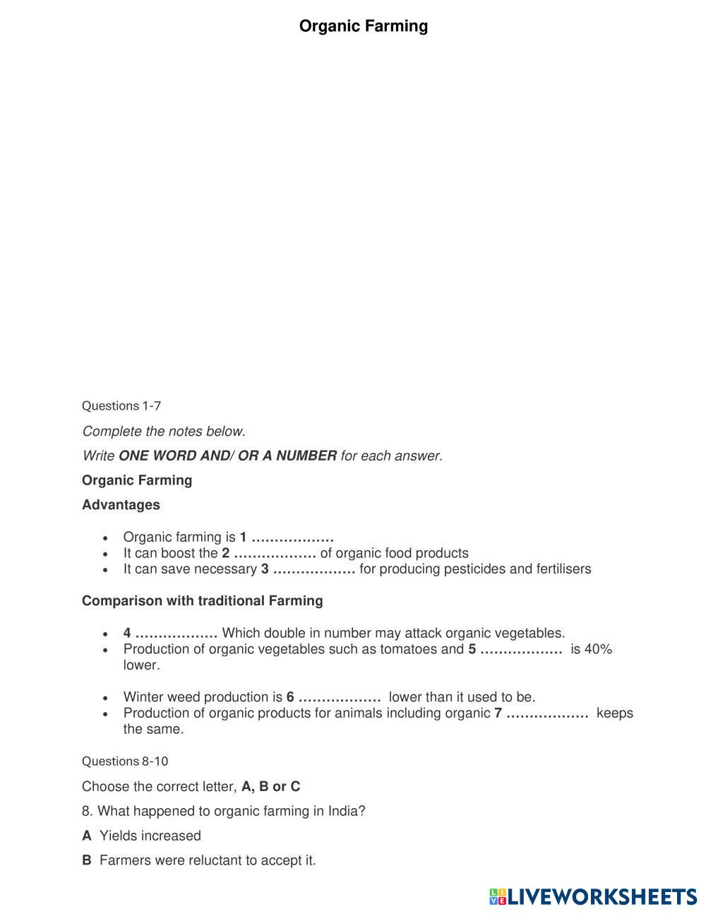 7801284 | Organic Farming | Trong Vu | LiveWorksheets