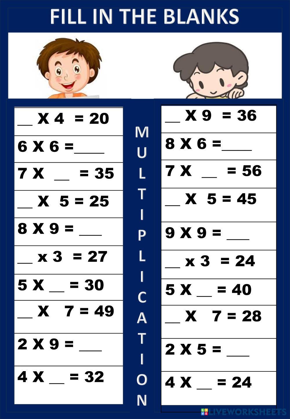 missing numbers worksheet year 2