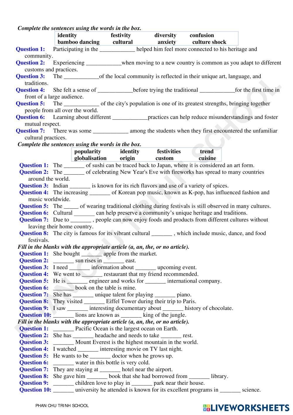 unit 2. A multicultural world 7801587 | ltkloan | Live