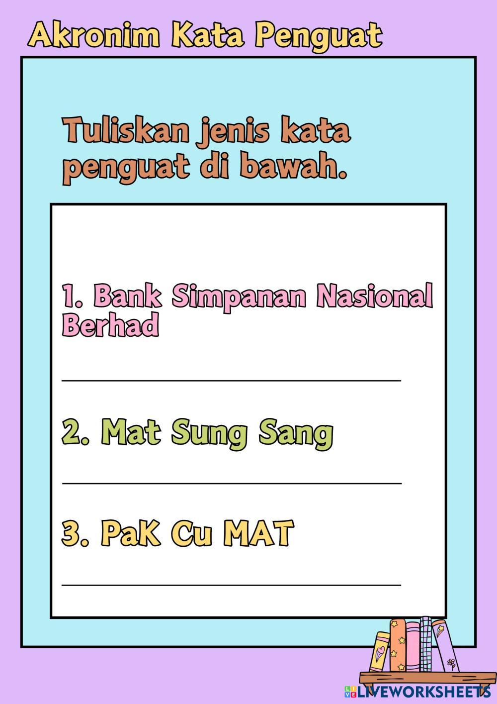 AKRONIM KATA PE… | Free Interactive Worksheets | 7802316