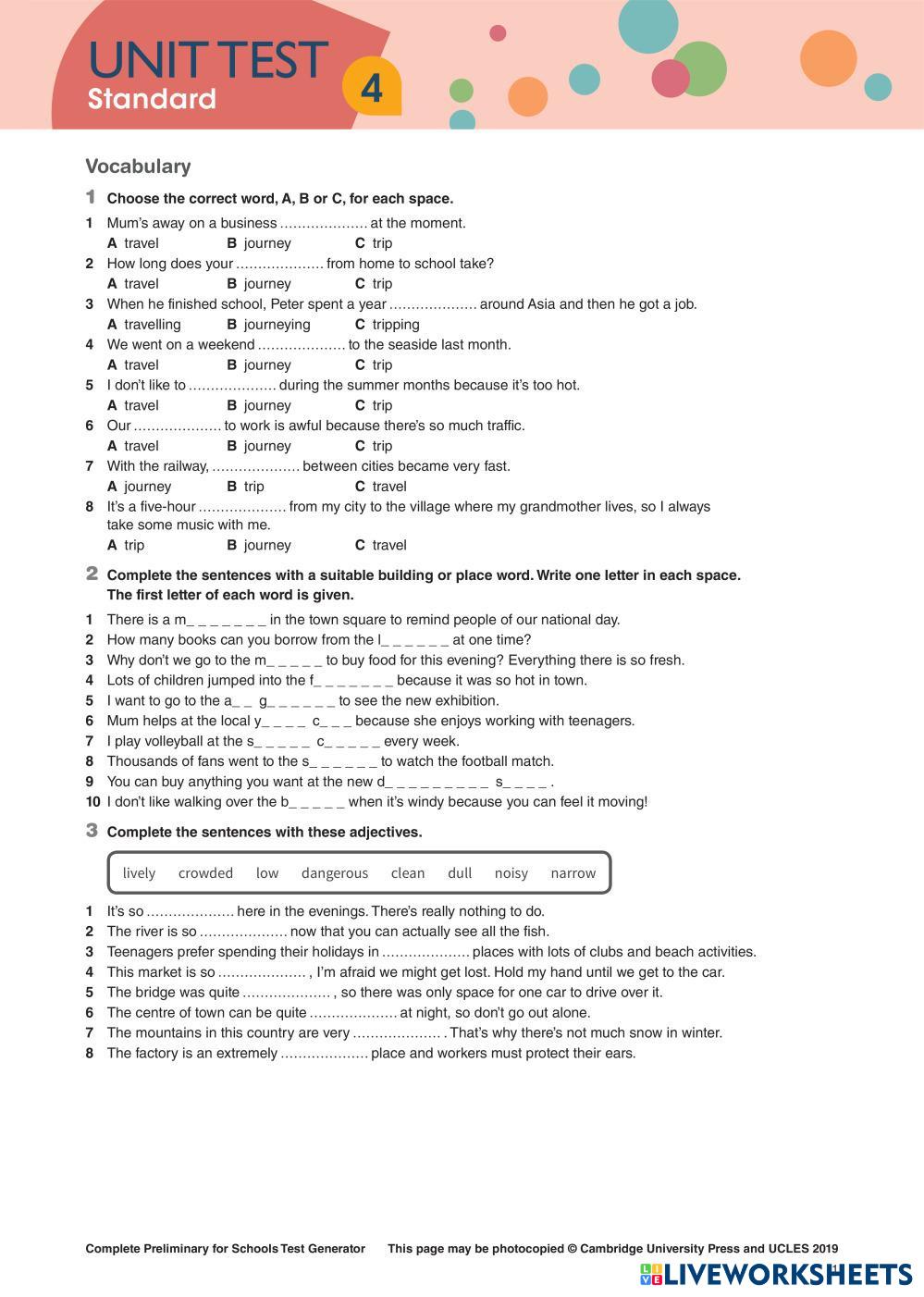 COMPLETE PET- U… | Free Interactive Worksheets | 7803712