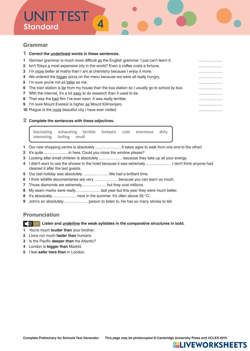 COMPLETE PET- U… | Free Interactive Worksheets | 7803712