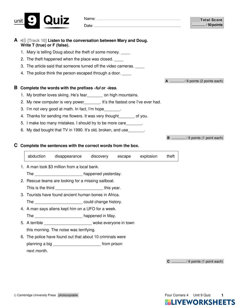 UNIT TEST 9 Fou… | Free Interactive Worksheets | 7804089