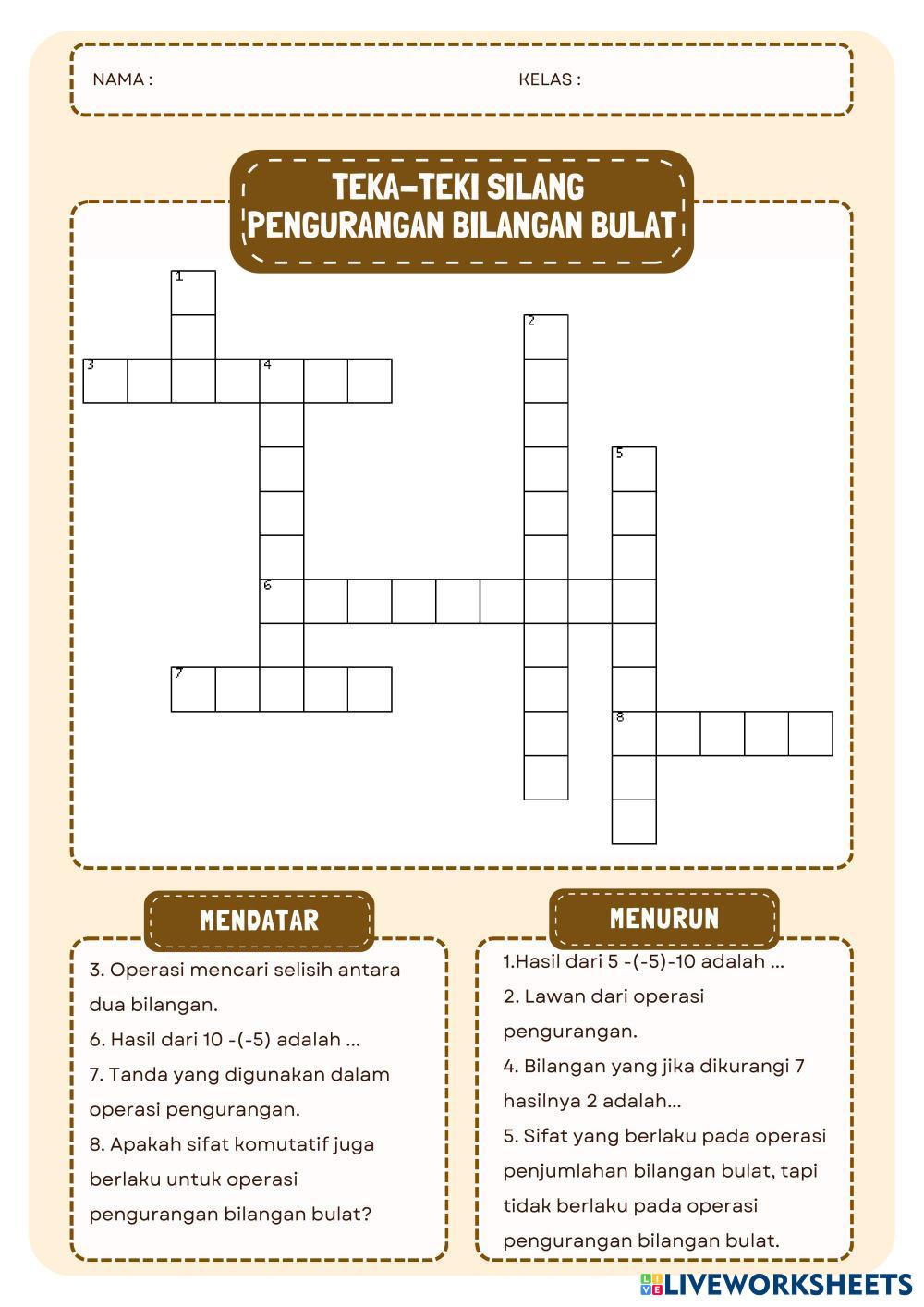 TTS Pengurangan… | Free Interactive Worksheets | 7810380