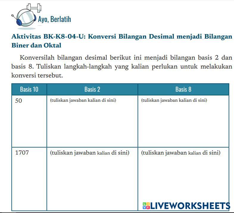 Konversi Bilang… | Free Interactive Worksheets | 7811149