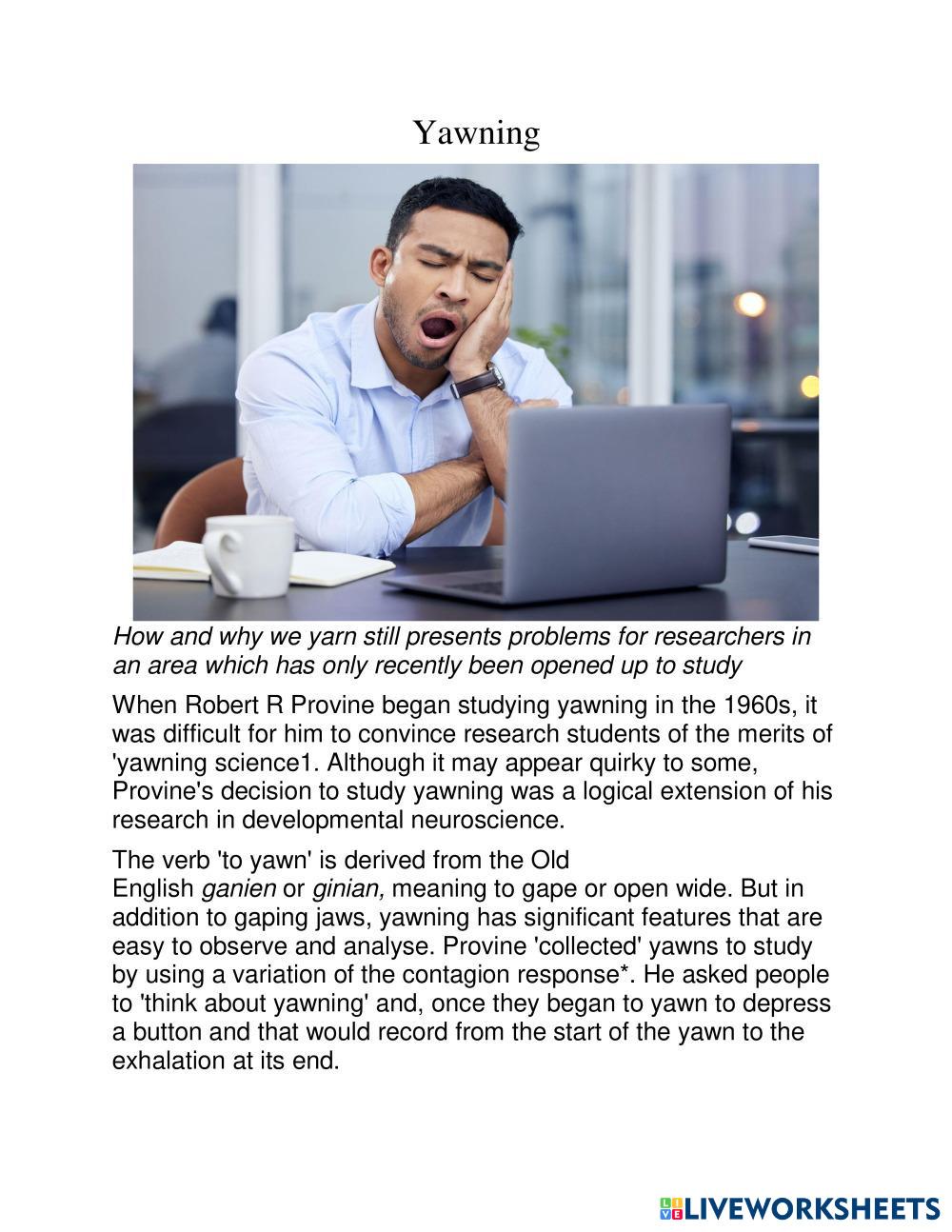 Yawning | Globe English | Live Worksheets