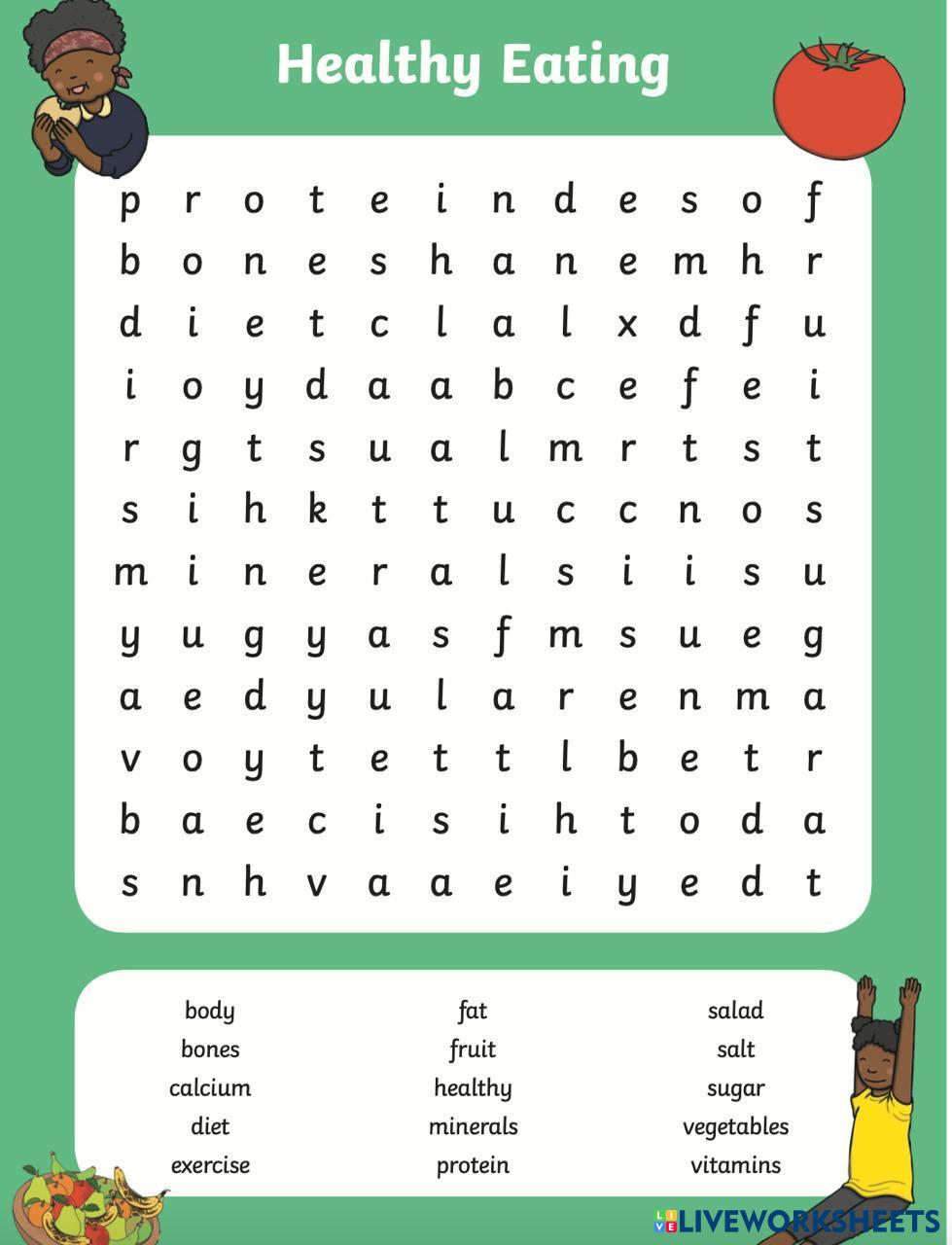 Healthy eating word search | el_shes | Live Worksheets