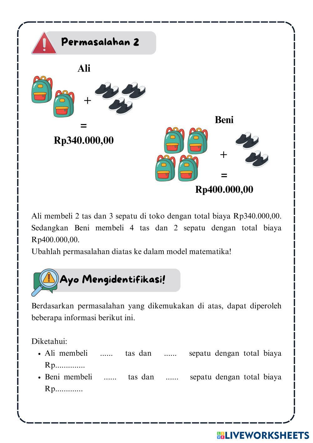 LKPD SPLDV 1 | Free Interactive Worksheets | 7827403