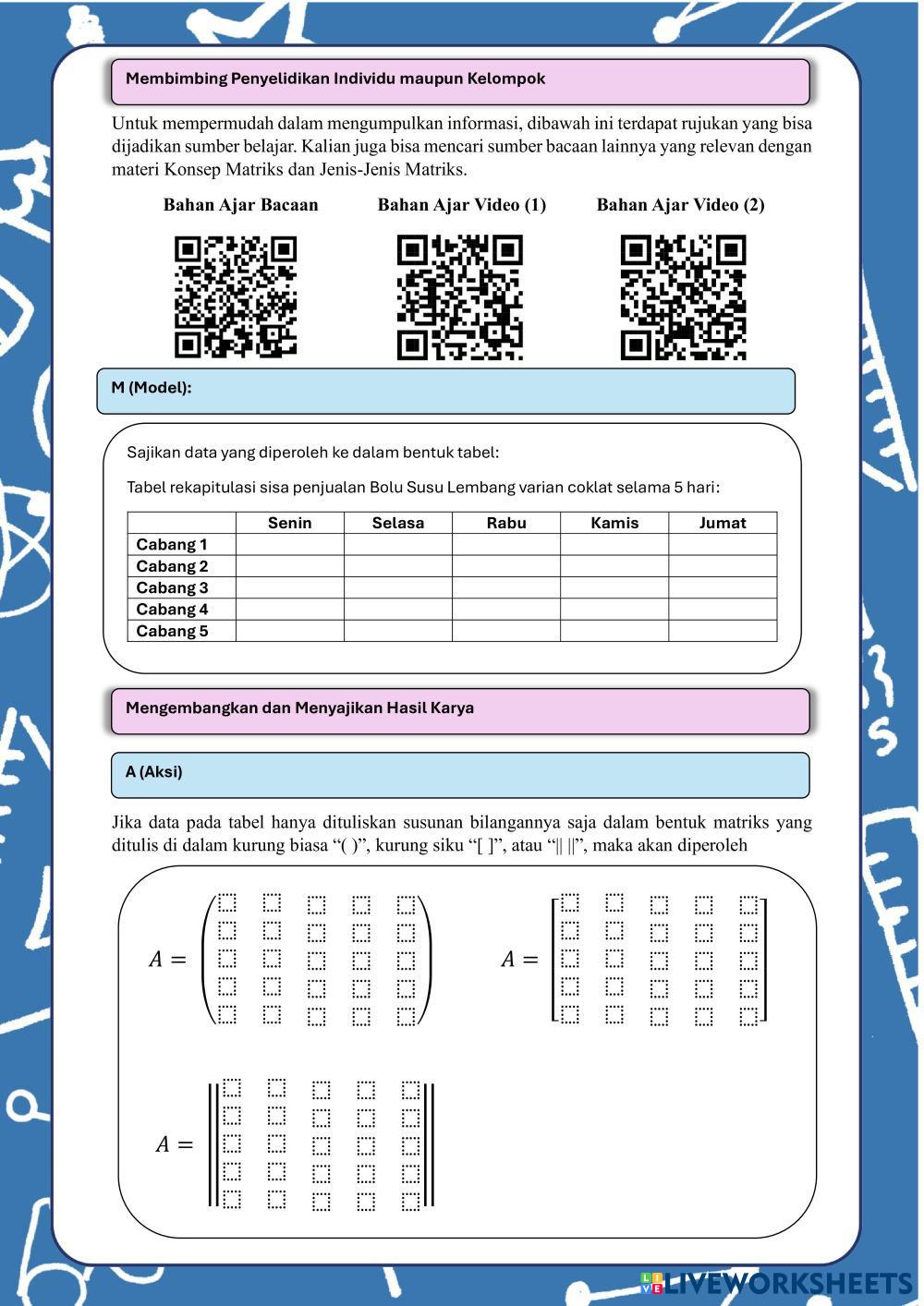 LKPD Matriks | Free Interactive Worksheets | 7828630