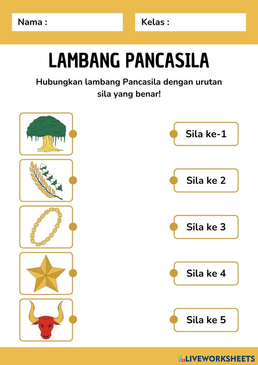 Menghubungkan lambang pancasila dengan urutan yang