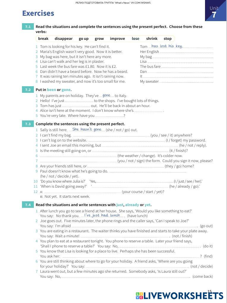 7837359 | Unit 7: Present Perfect 1 | Teacher Mon