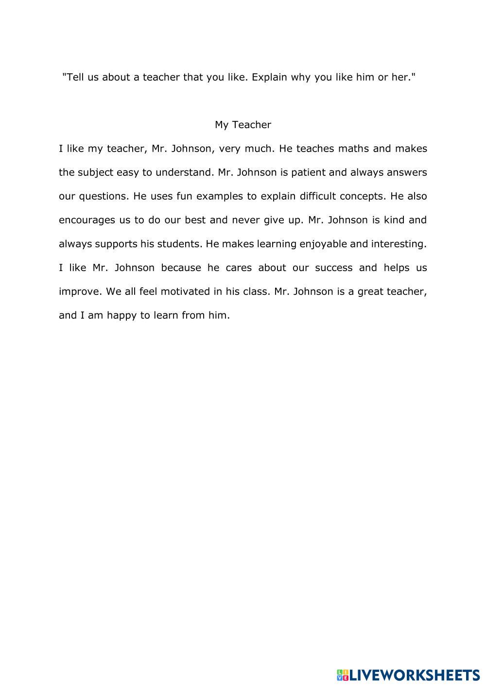 7838907 | My Teacher | AllEnglishStudy | LiveWorksheets