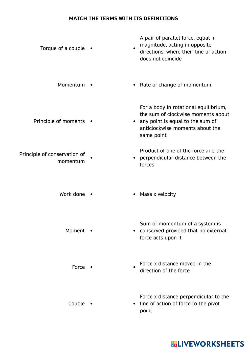 MOMENTS AND MOM… | Free Interactive Worksheets | 7840036