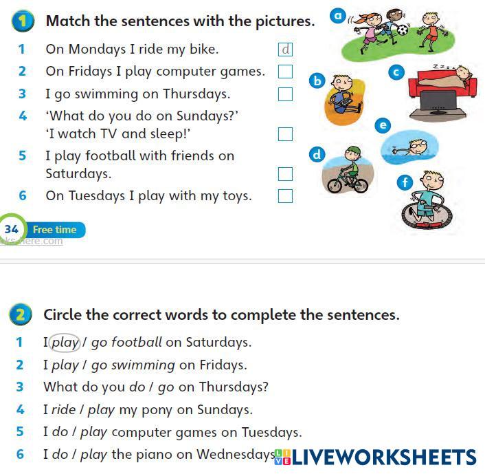 Daily activities | Free Interactive Worksheets | 7840753