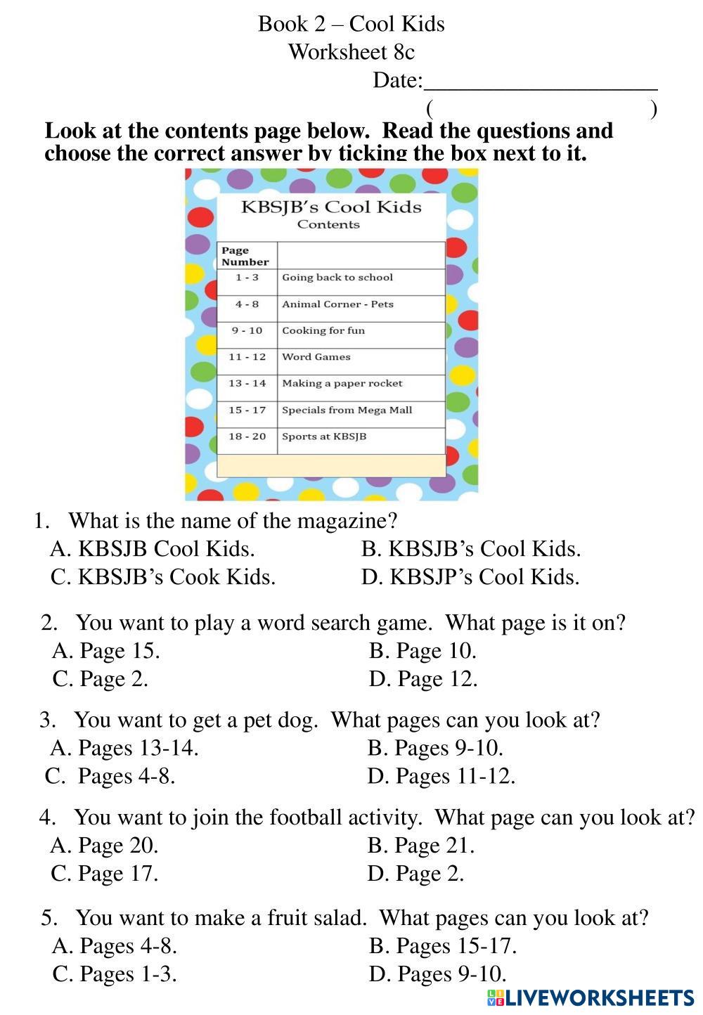 8c - Skimming a… | Free Interactive Worksheets | 7844421