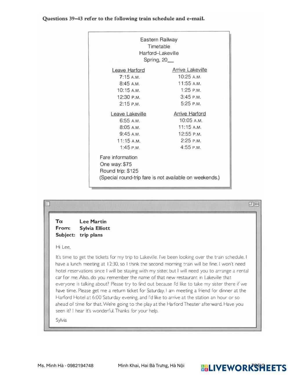 TOEIC PART 7: D… | Free Interactive Worksheets | 7848762