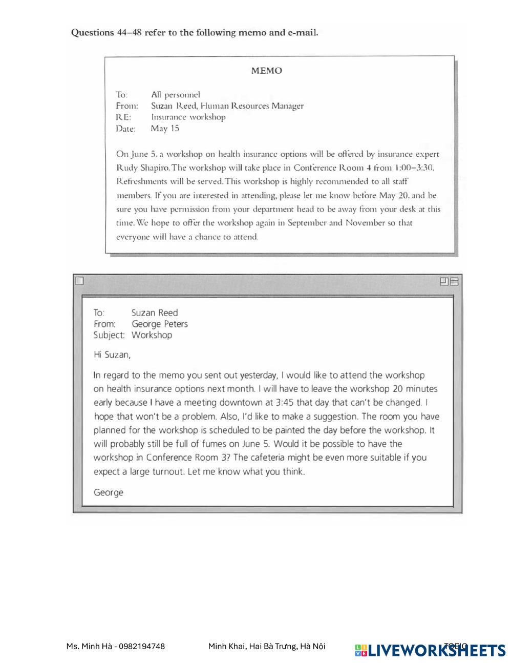 TOEIC PART 7: D… | Free Interactive Worksheets | 7848800