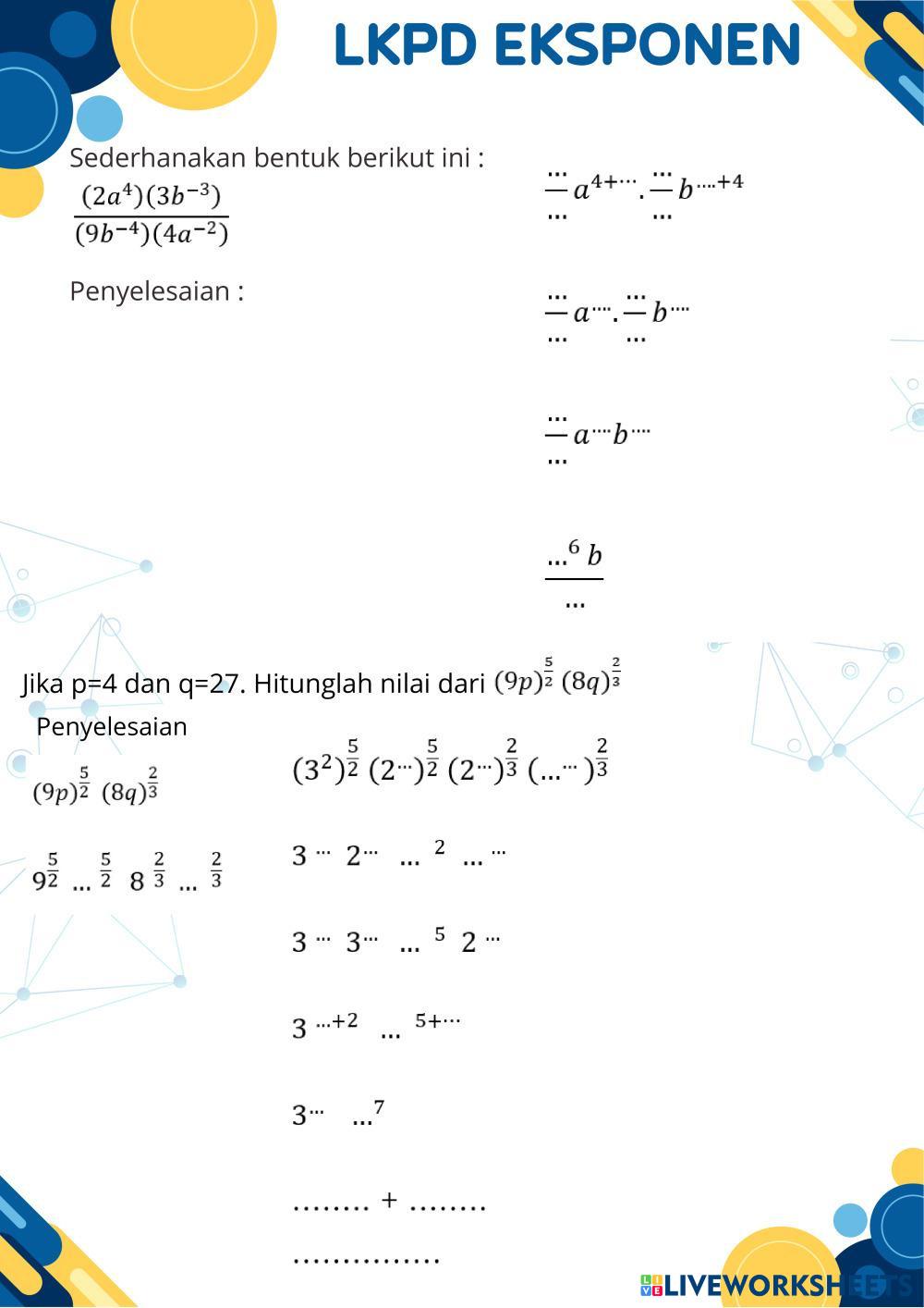LKPD Eksponen | Free Interactive Worksheets | 7849899