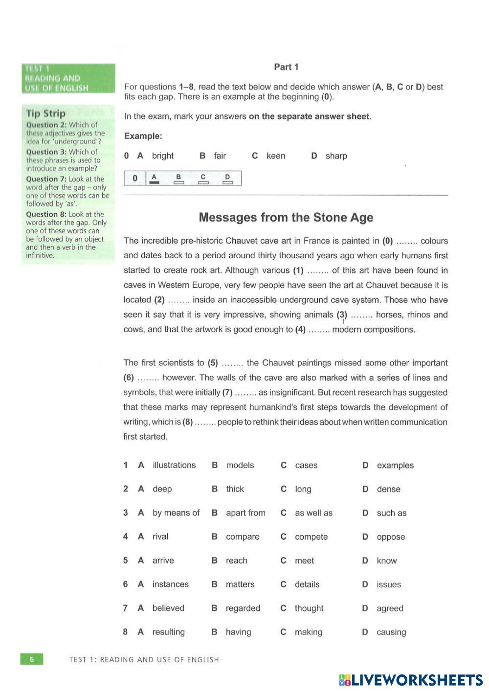 FCE practice te… | Free Interactive Worksheets | 7854154