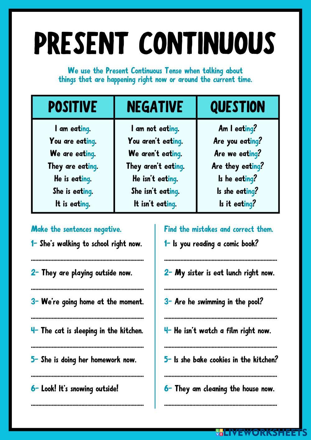 present continuous 7854945 | yusra | LiveWorksheets