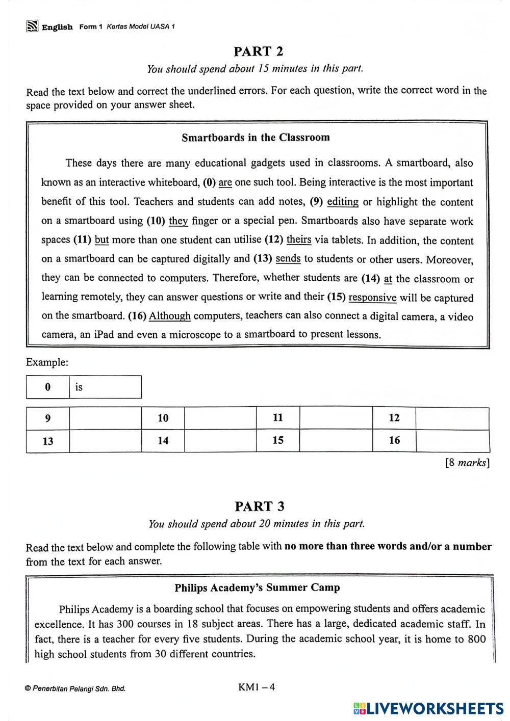 FORM 1 ENGLISH … | Free Interactive Worksheets | 7861485