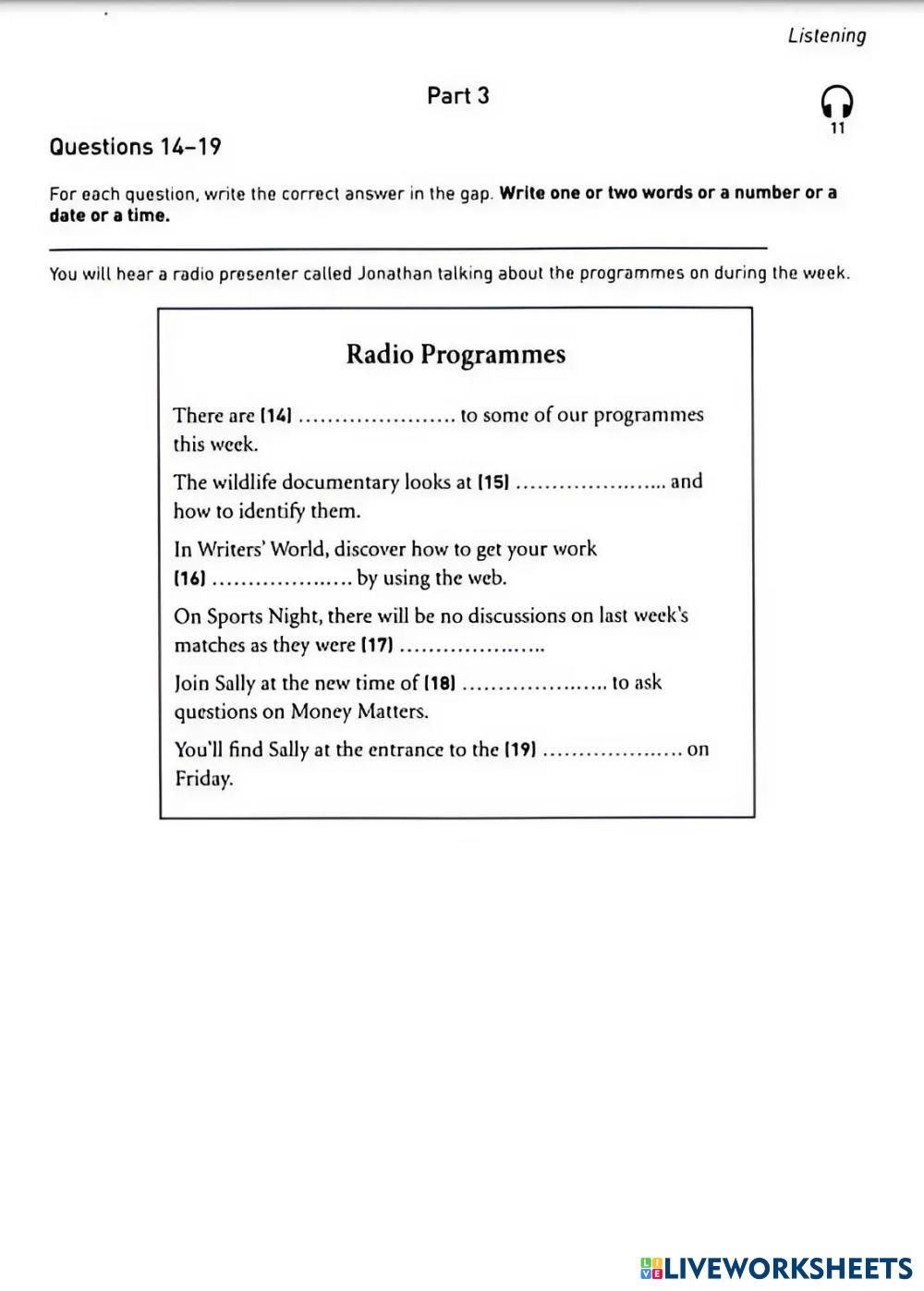 COLLINS B1 PREL… | Free Interactive Worksheets | 7868207