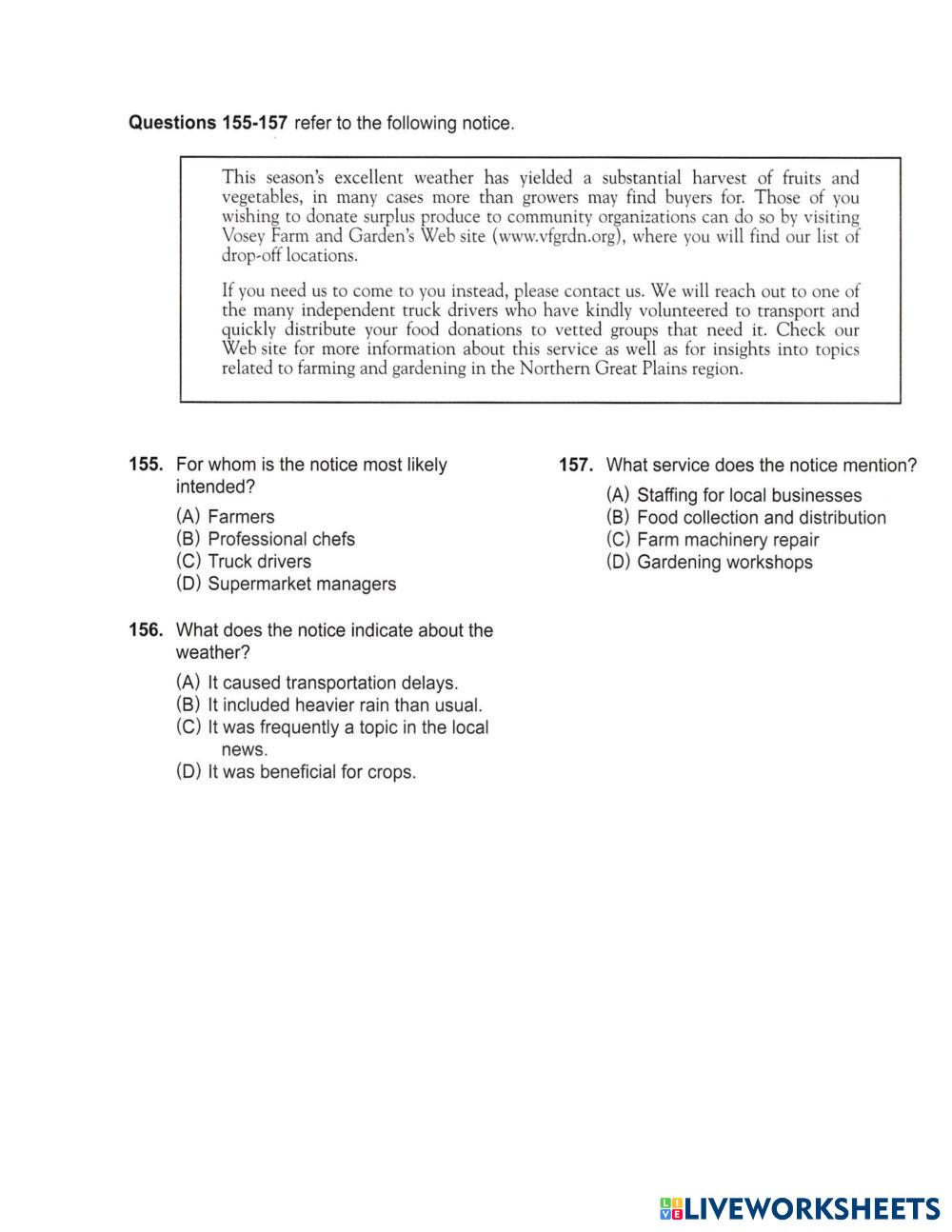 TOEIC PART 7 | Free Interactive Worksheets | 7868282