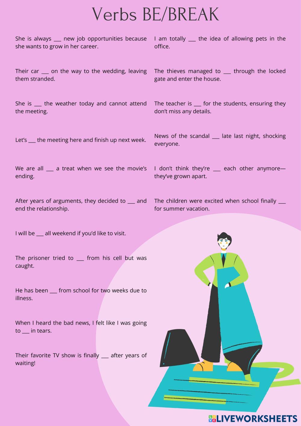 7997185 | Verbs Be and Break | Prepodavatel