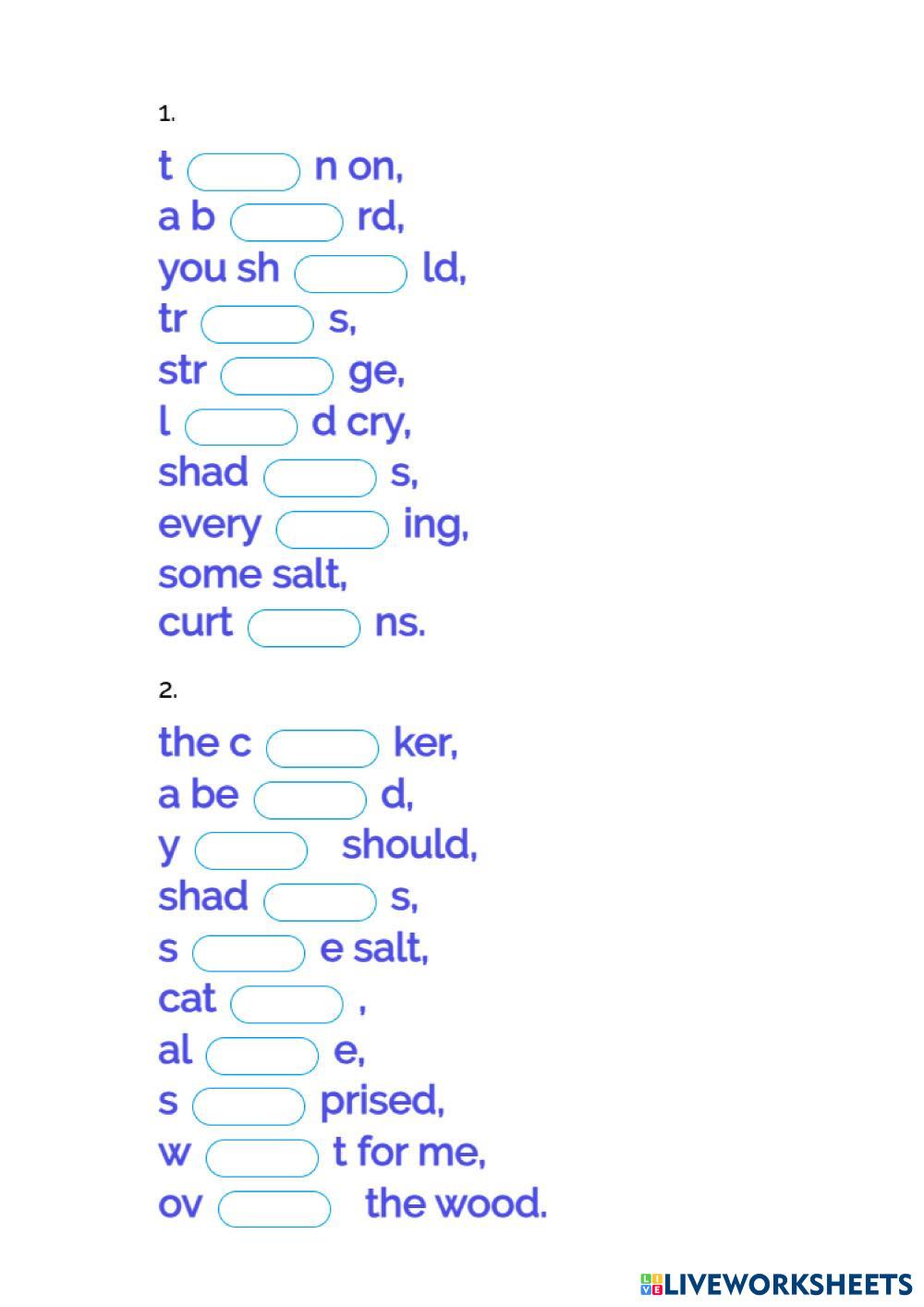 Shadows in the … | Free Interactive Worksheets | 7997879