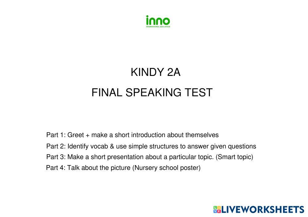 KINDY 2A - FINA… | Free Interactive Worksheets | 7998398