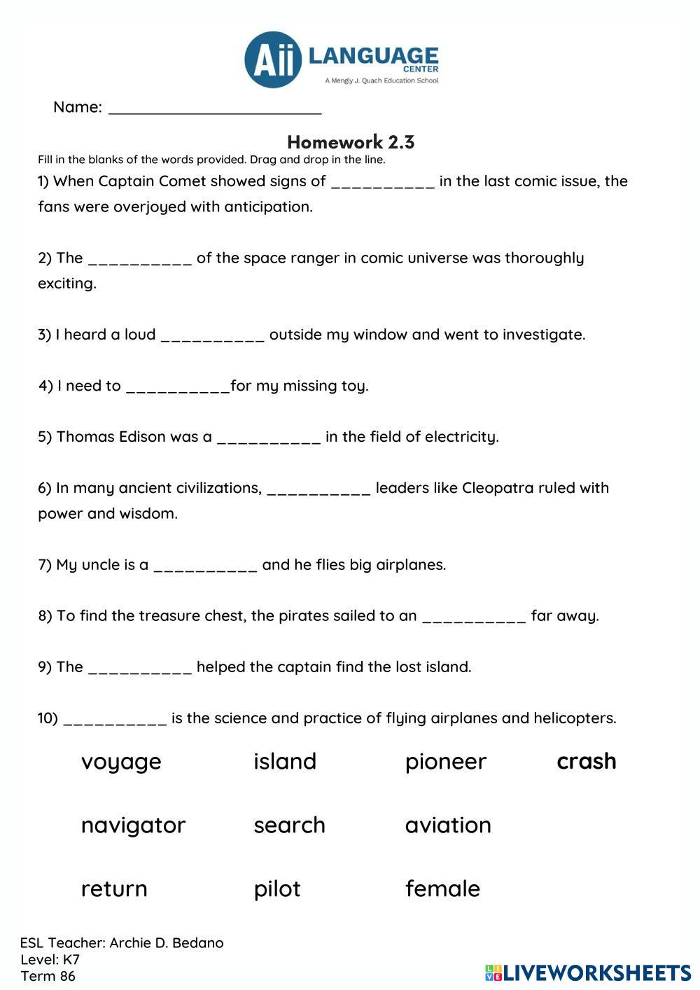 7999043 | Week 2 Homework 2.3 | Archie Bedano