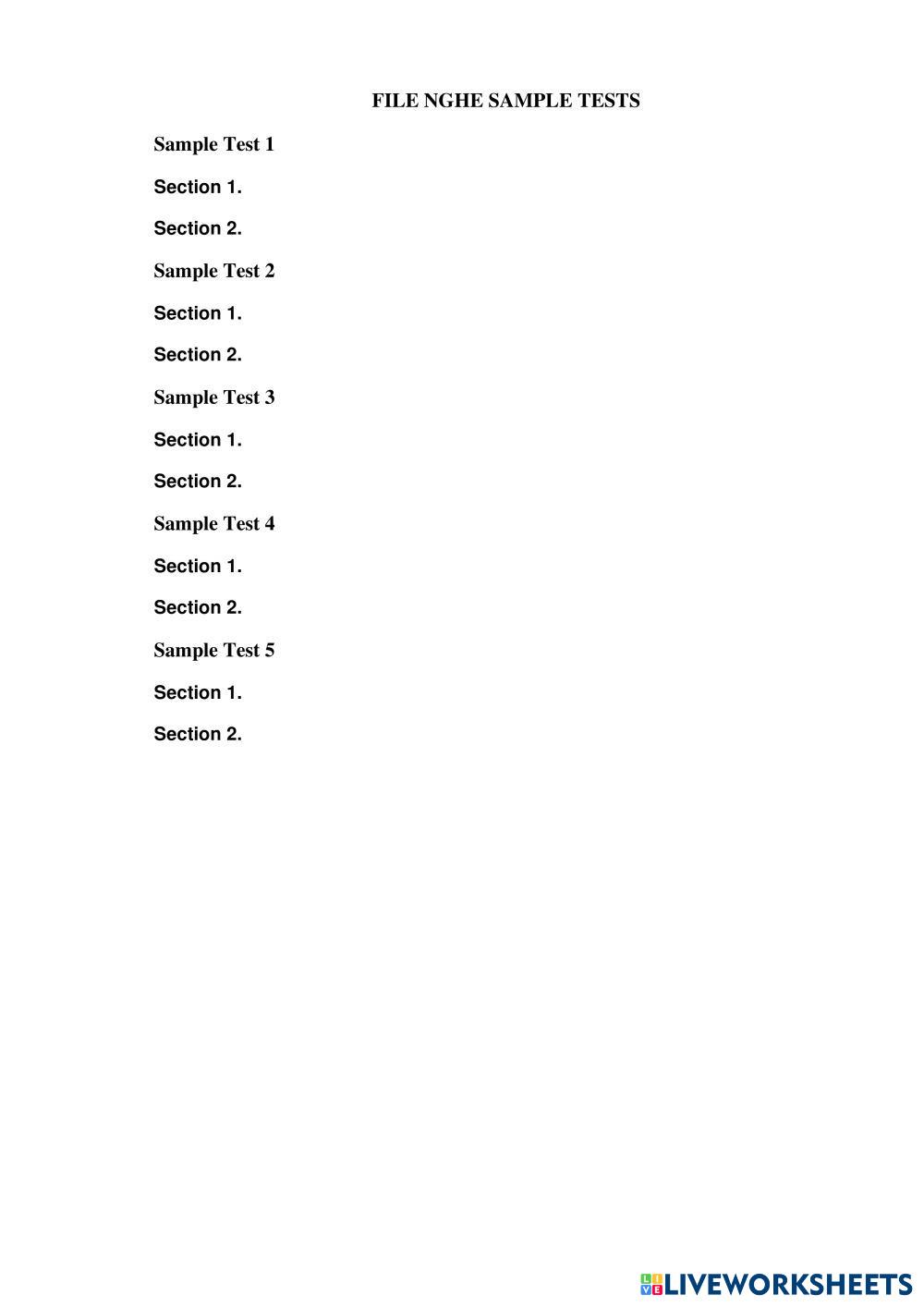 FILE NGHE SAMPL… | Free Interactive Worksheets | 8003414