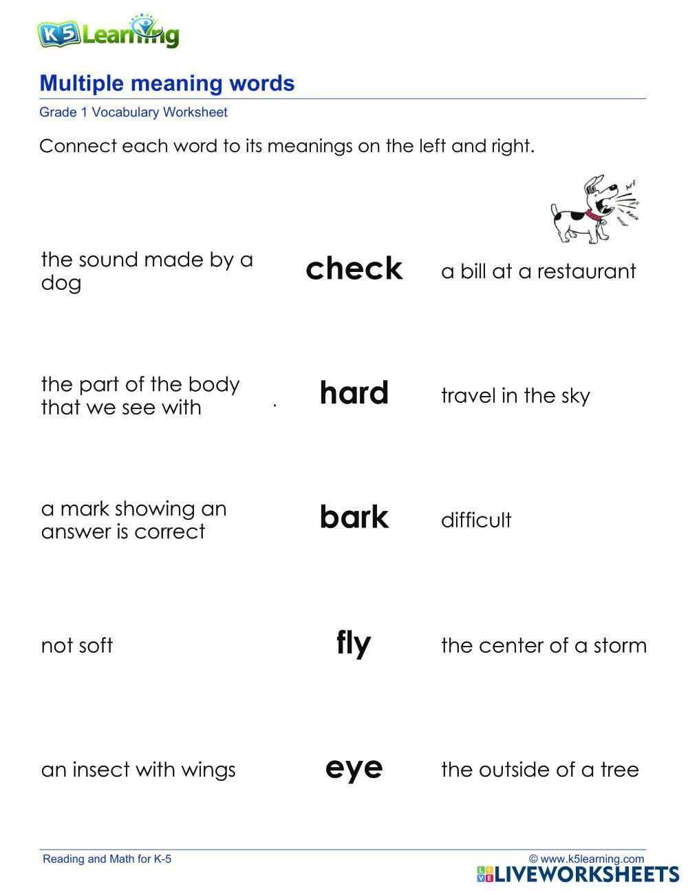 Homonyms | Free Interactive Worksheets | 8003838