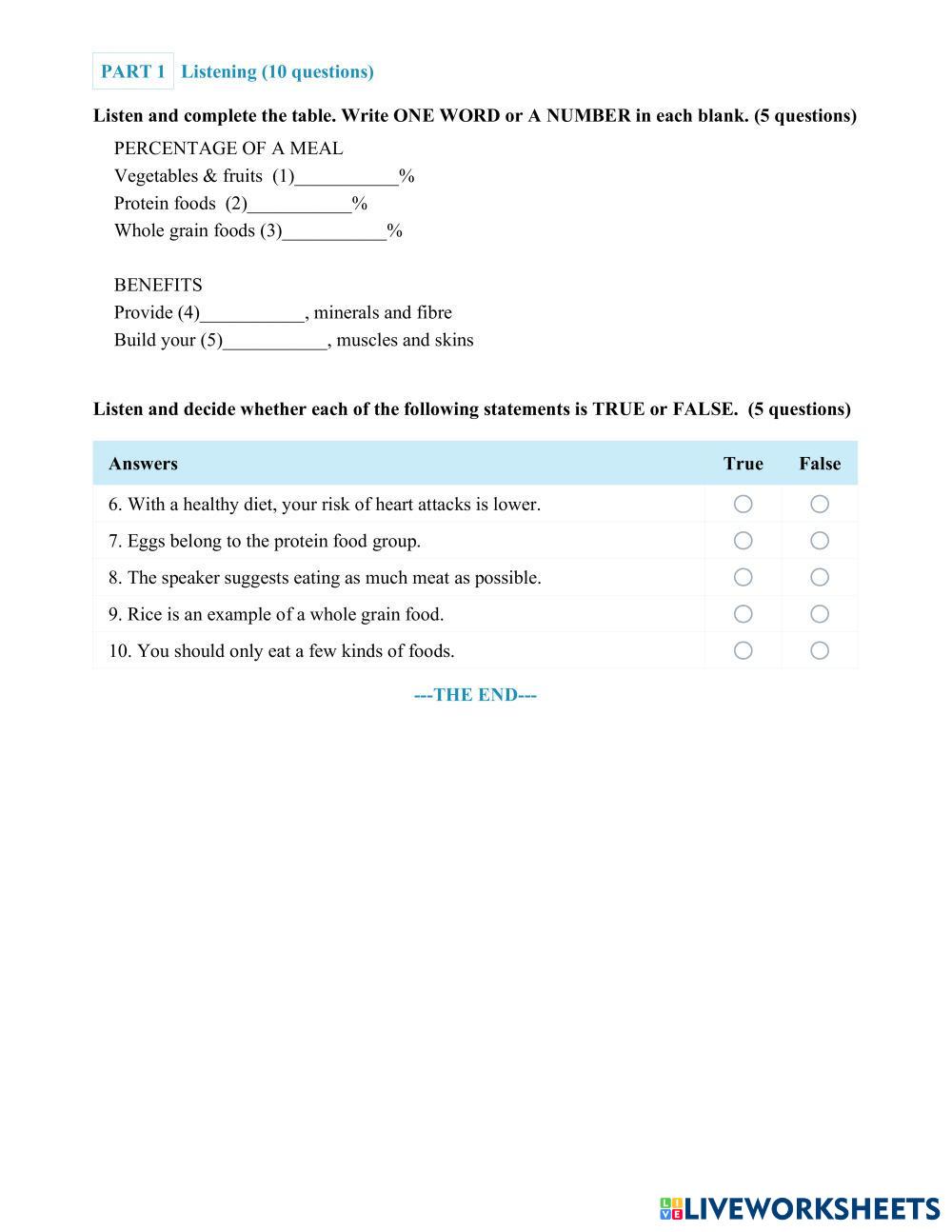 G7 - Unit 7 Lis… | Free Interactive Worksheets | 8005589