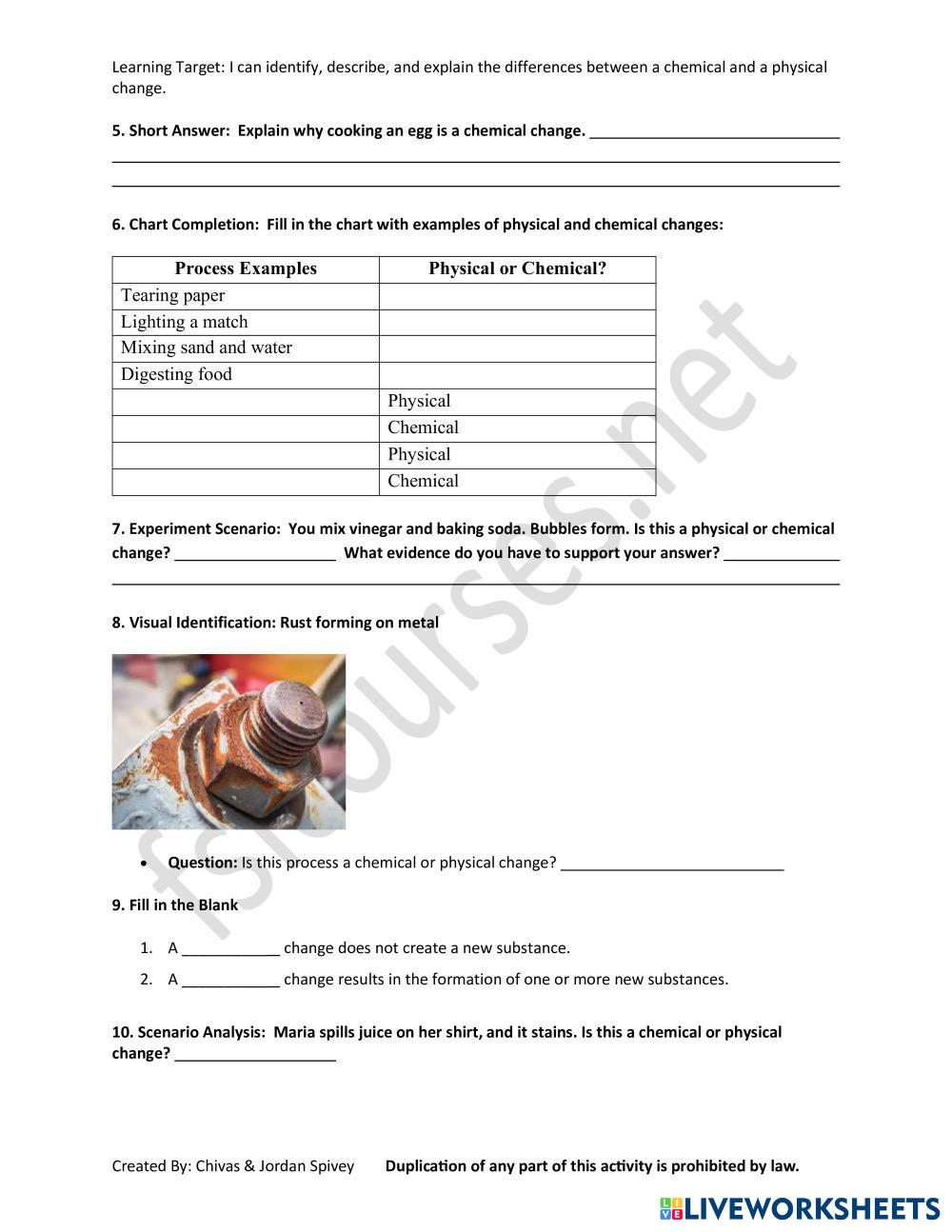 8005739 | 5th Grade Science Study Guide: Chemical