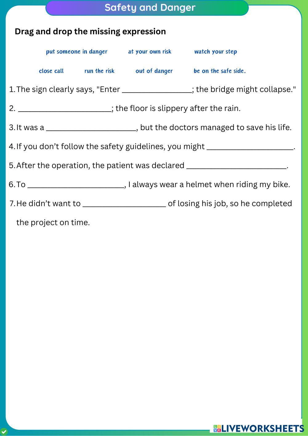 8005750 | Expressions about safety and danger | Lyndagsm