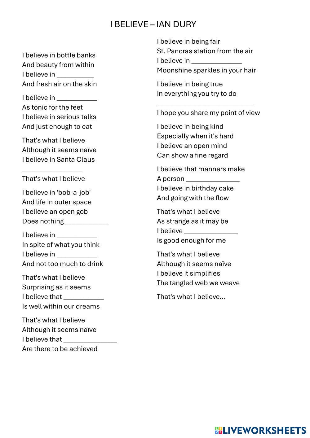 8005908 | I believe - Ian Dury | Ronald Diaz