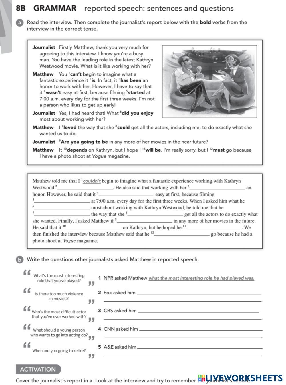 8006817 | Reported speech: sentences and questions