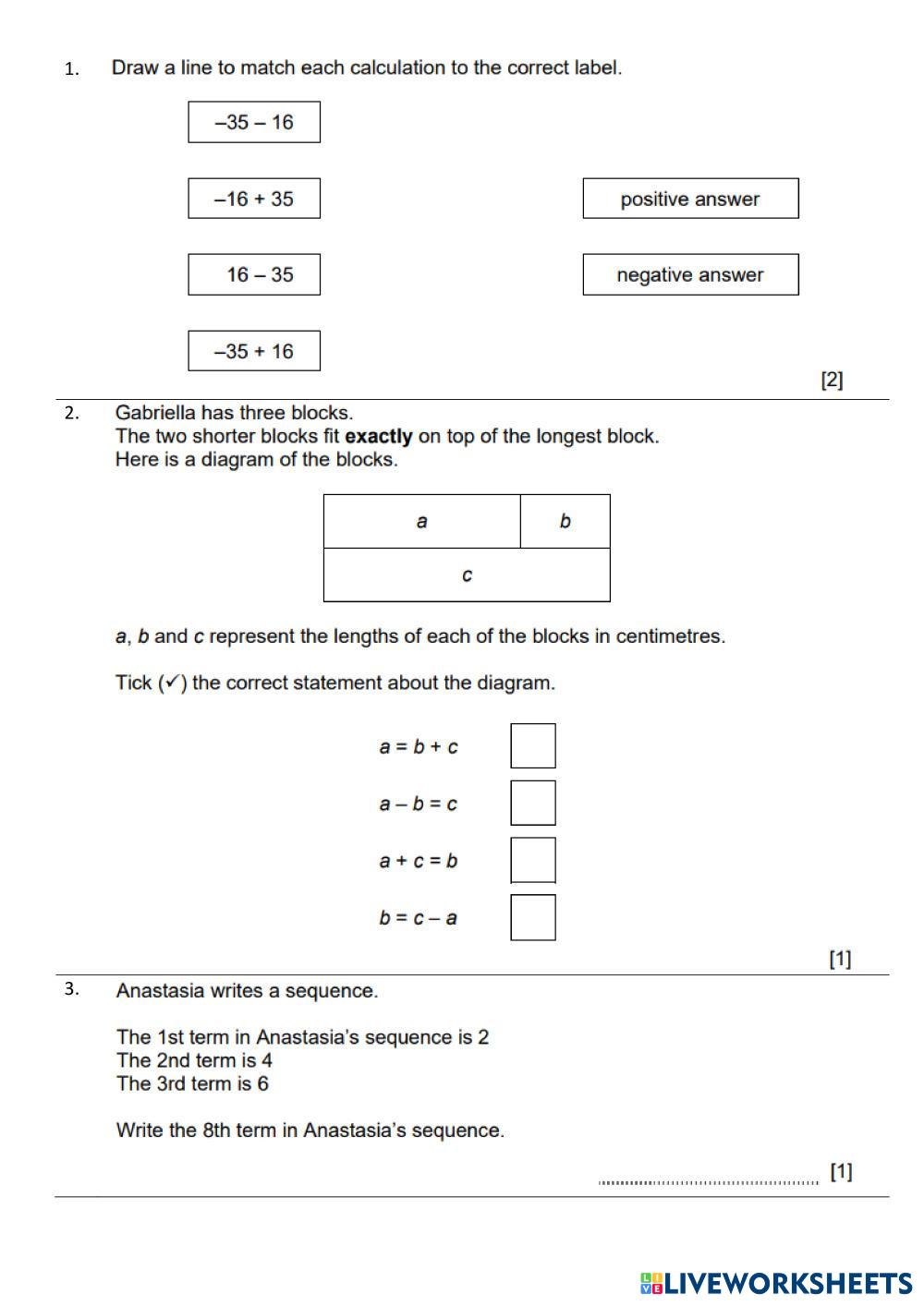 Cambridge Maths… | Free Interactive Worksheets | 8008751