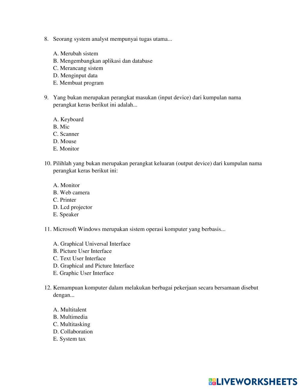 informatika | Free Interactive Worksheets | 8013325